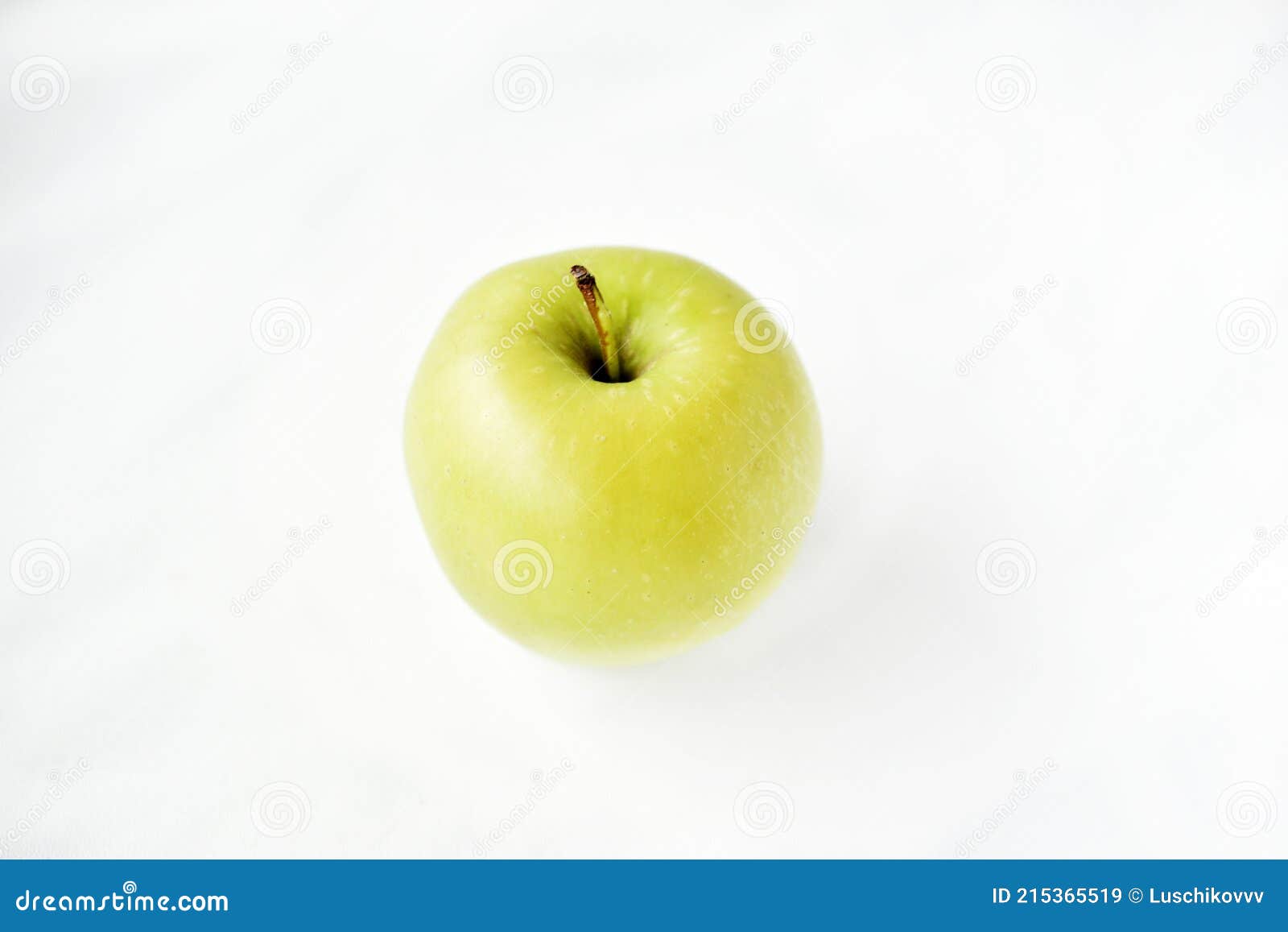 A Bright Green Apple on a White Background Stock Image - Image of diet ...