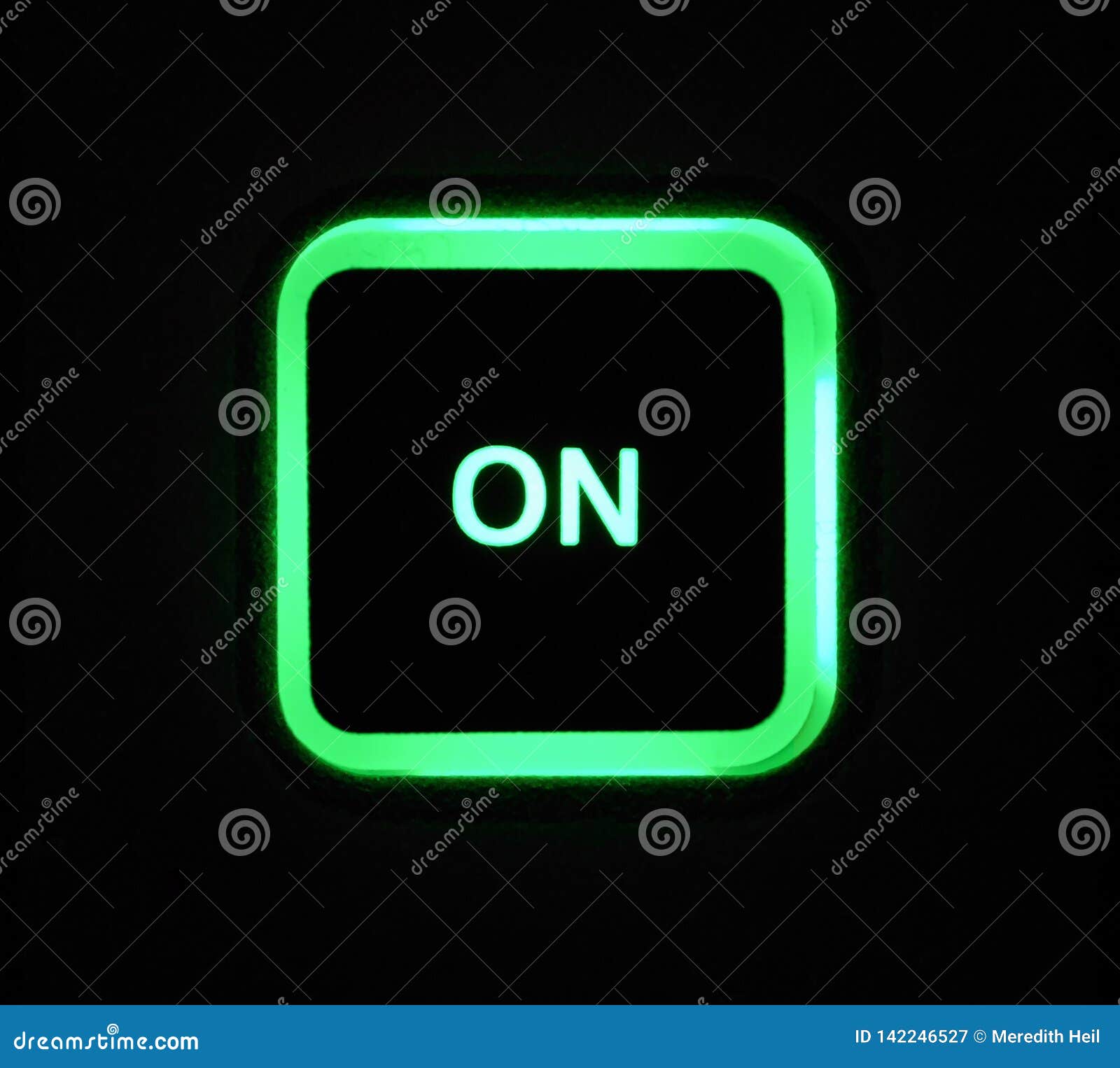 Bright Green `on` Button on a Sound System Console Stock Image - Image ...