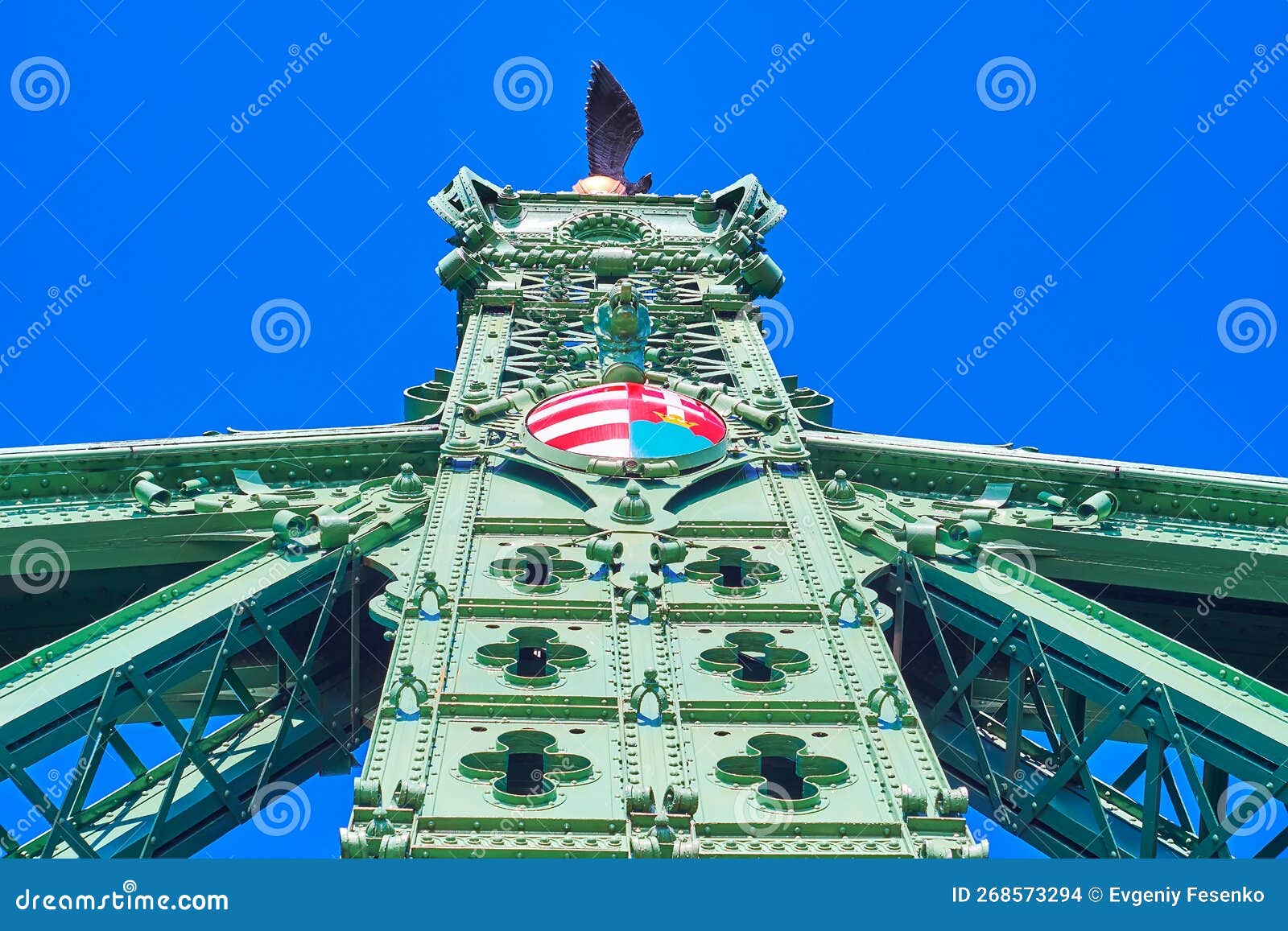 Cable-stayed Support Column of Liberty Bridge, Budapest, Hungary Stock ...