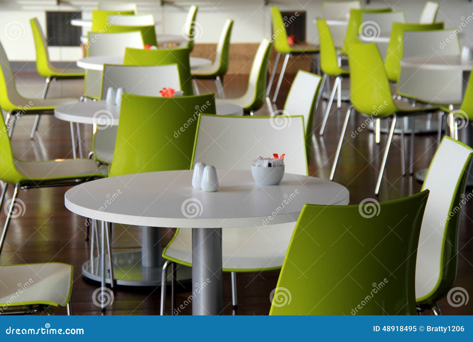 Bright Green Chairs Around Tables in Dining Restaurant Stock Image ...