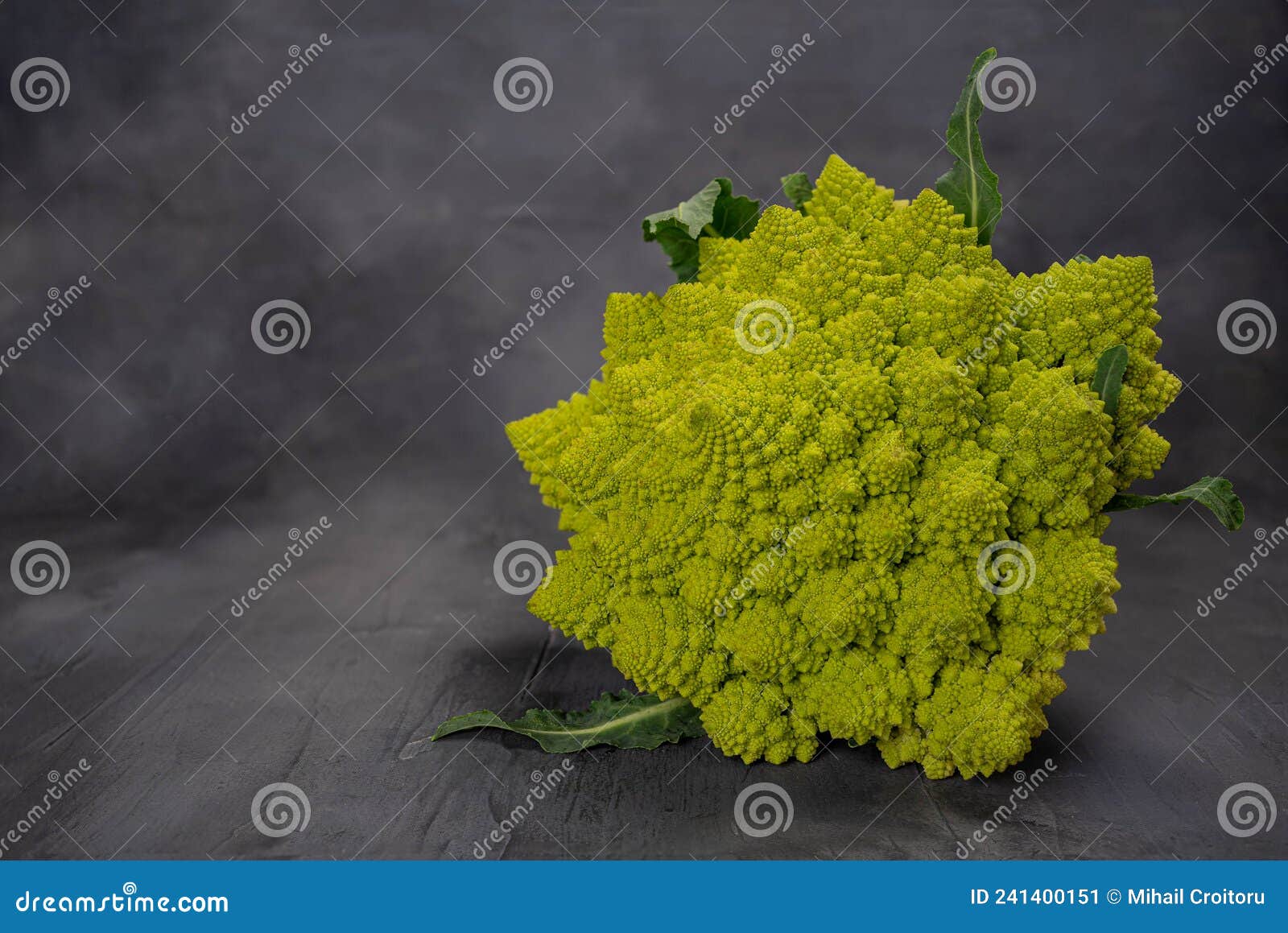 Bright Green Flower Head of a Romanesco Cauliflower with Spiral Pattern ...