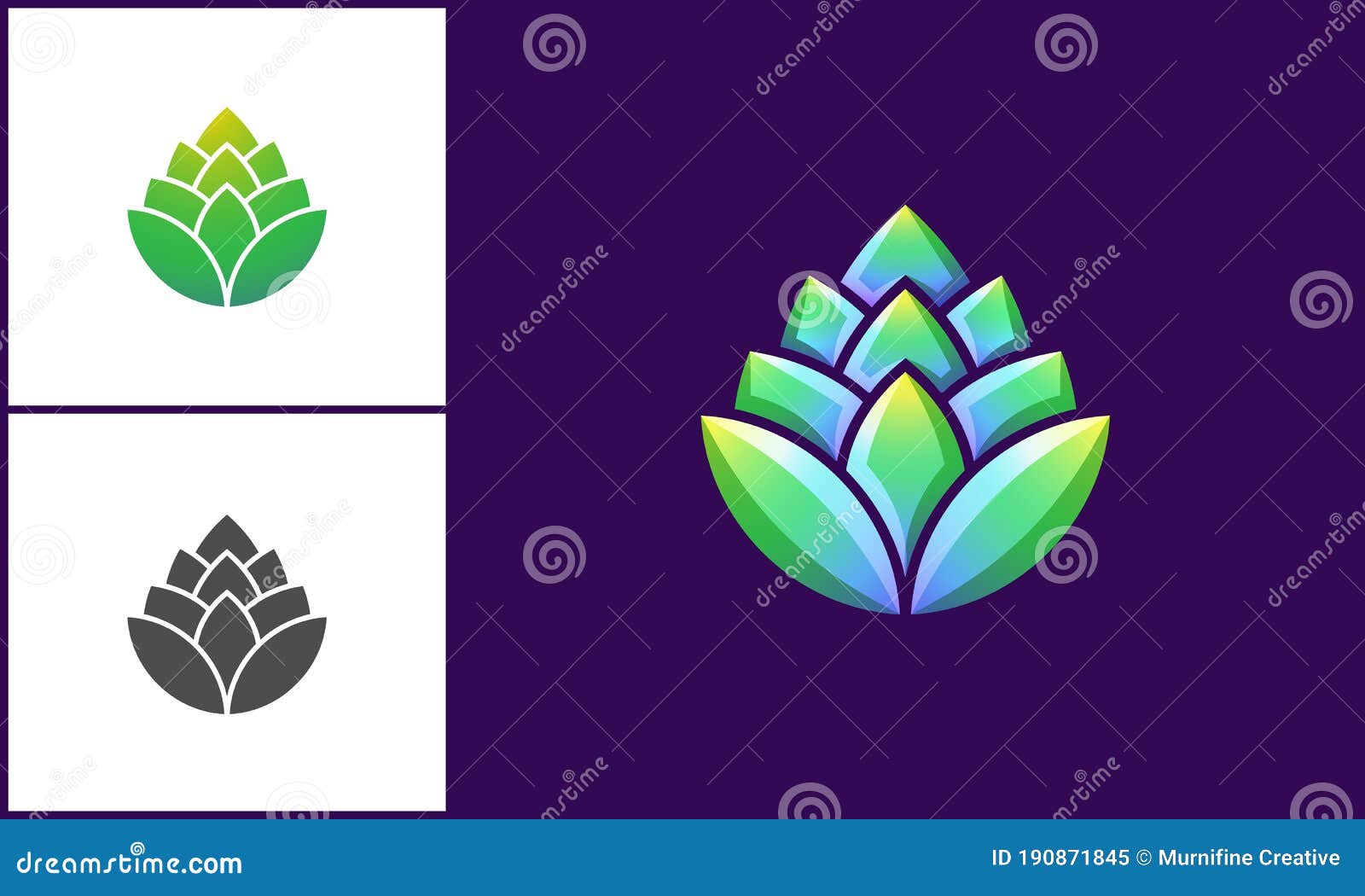Bright Green Gradient Flower Logo Design. Simple and Modern Stock ...