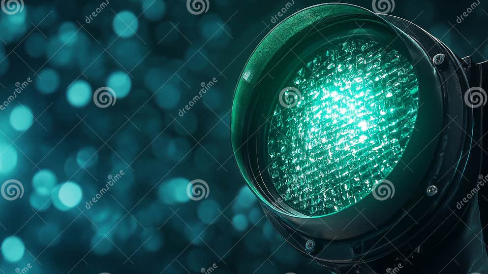 A Bright Green Light Glows on a Black Background, Signifying ...