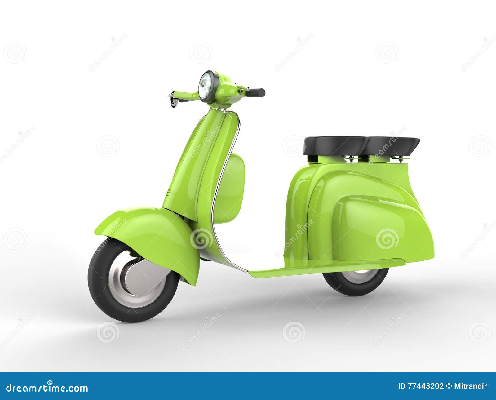 Green Moped Vector Illustration. Cartoon Isolated Cute Motor Scooter ...