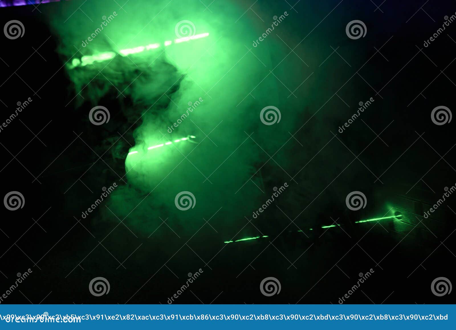 Bright Green Neon Laser Lights Illuminate the Darkness Creating Lines ...