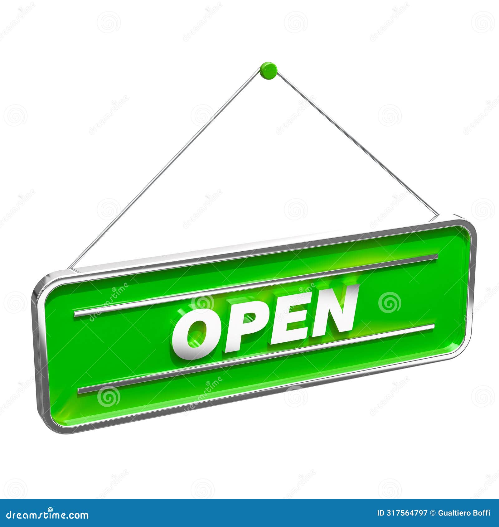 Bright Green Open Sign Hanging Isolated on White Stock Illustration ...