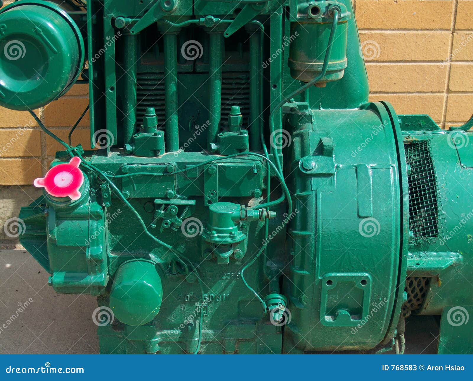 Bright Green Painted Industrial Engine Stock Image - Image of forged ...