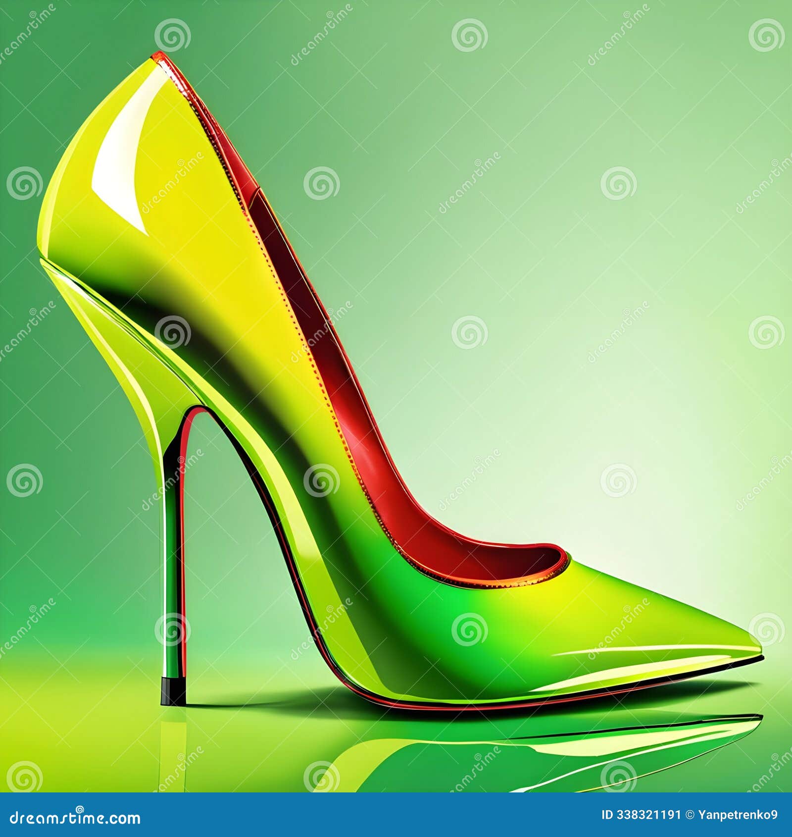 Bright Green Patent Leather High Heels on a Background with a Smooth ...
