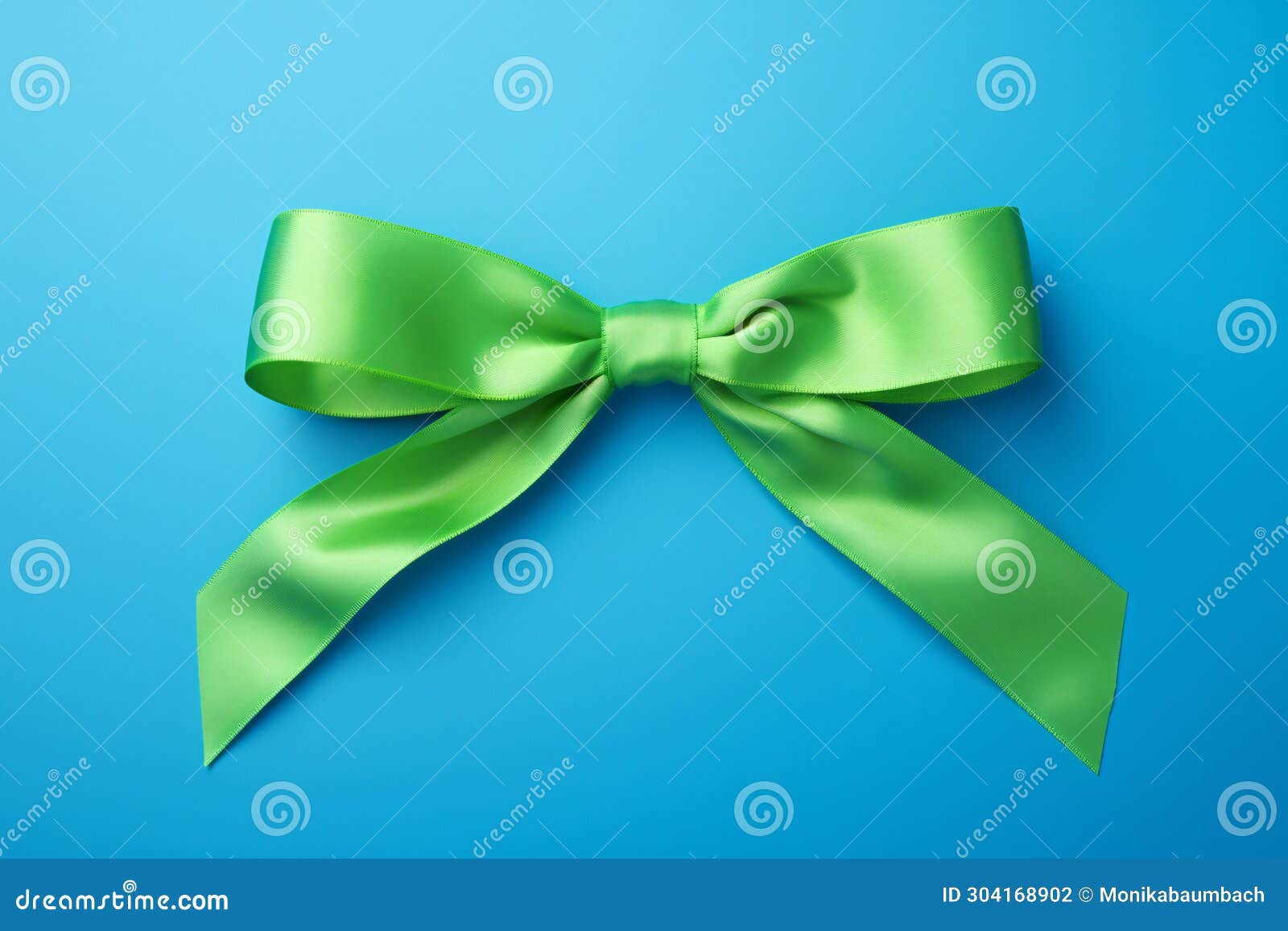 Bright Green Ribbon on Blue Background Stock Illustration ...