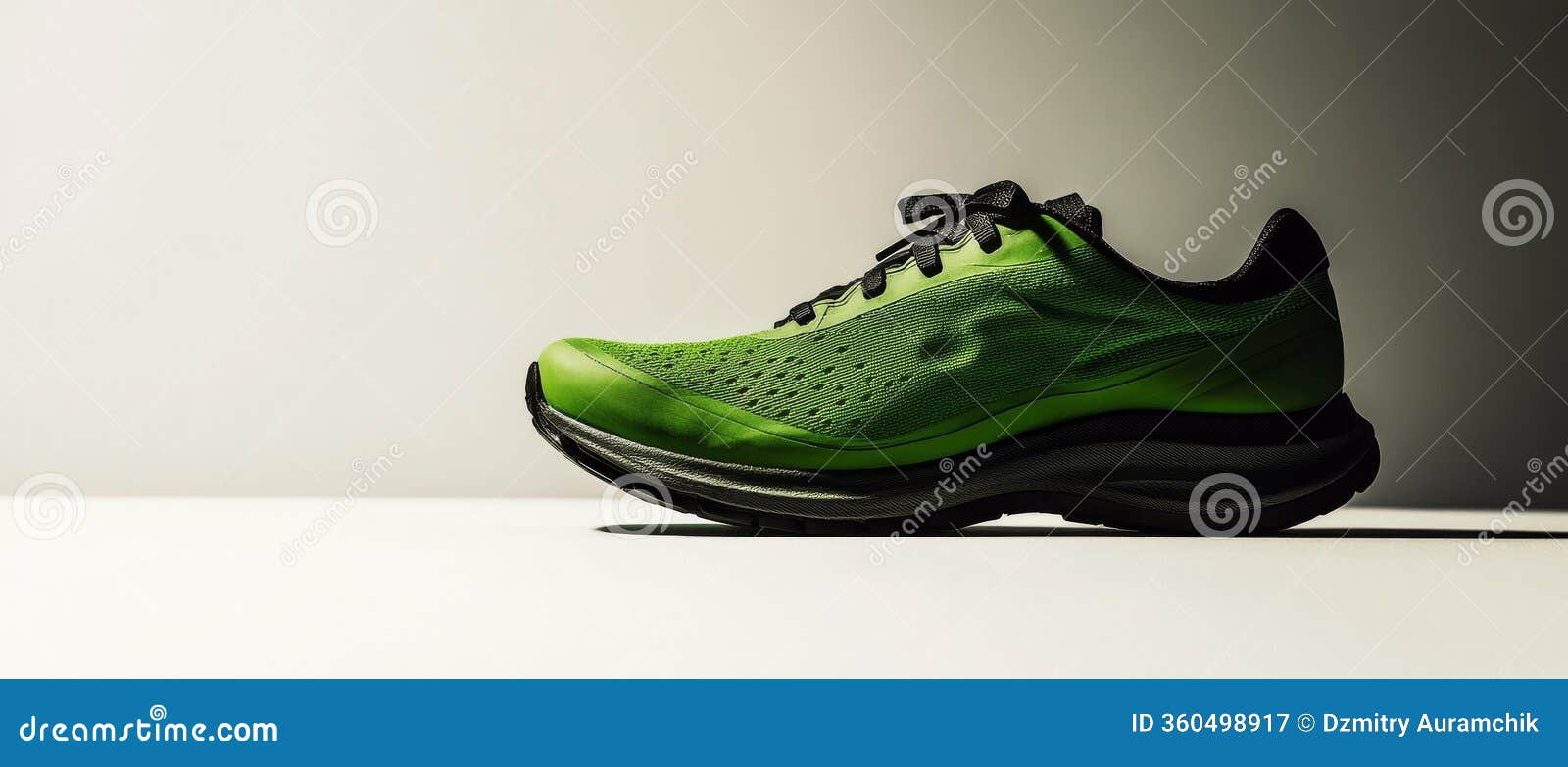 Bright Green Running Shoe, Side View, Isolated on a White Background ...