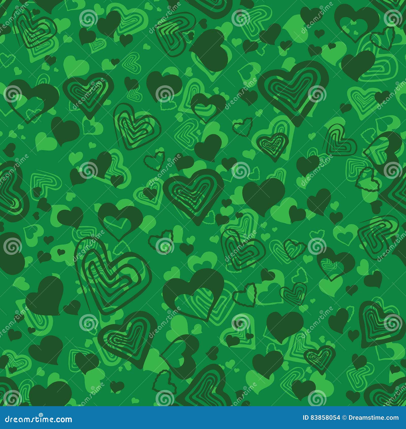 Bright Green Seamless Pattern with Hearts Stock Vector - Illustration ...