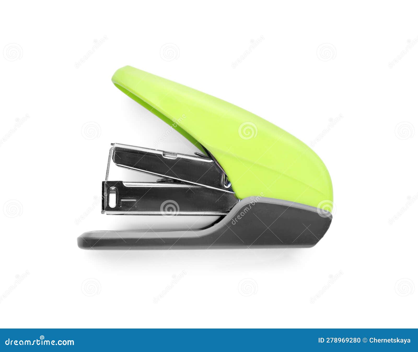 Bright Green Stapler Isolated on White, Top View Stock Photo - Image of ...