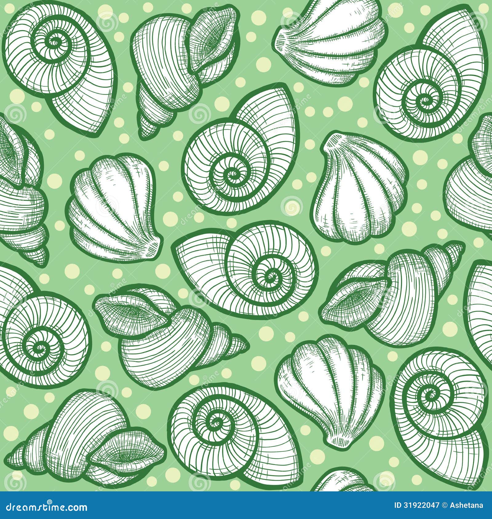 Bright Green Texture with Shells Stock Vector - Illustration of ...