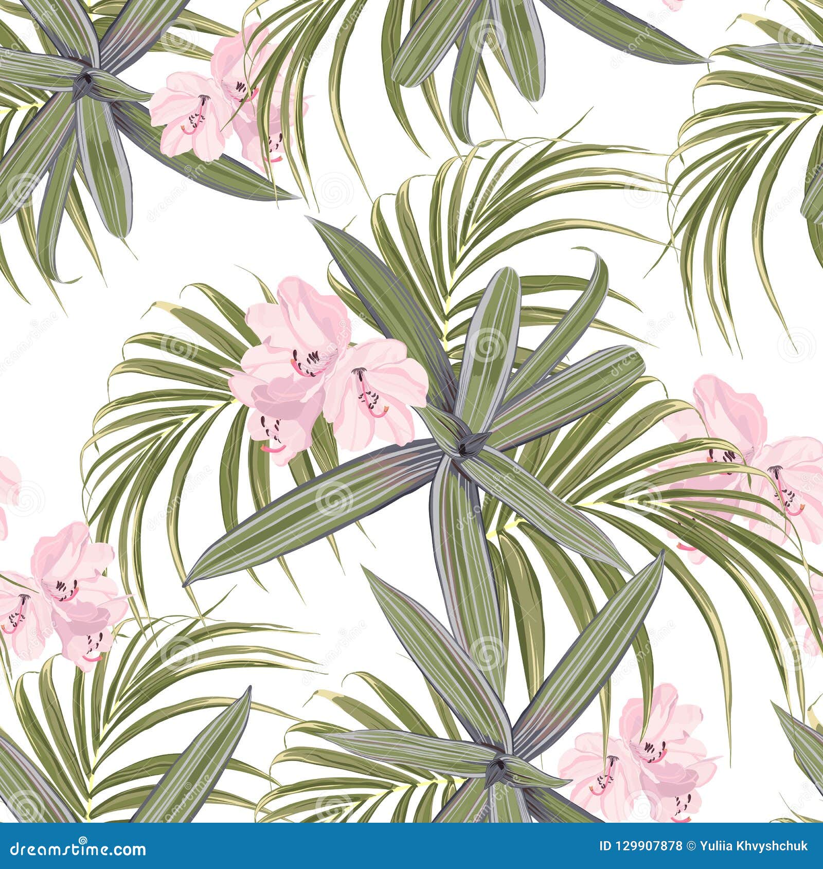 Bright Green Tropical Pattern. Stock Vector - Illustration of seamless ...