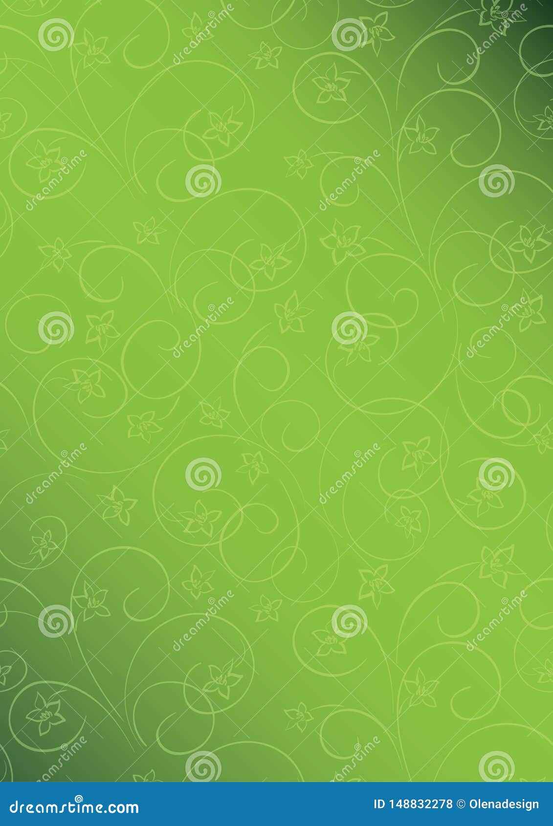 Bright Green Vector Floral Background A4 Format with Gradient Stock ...