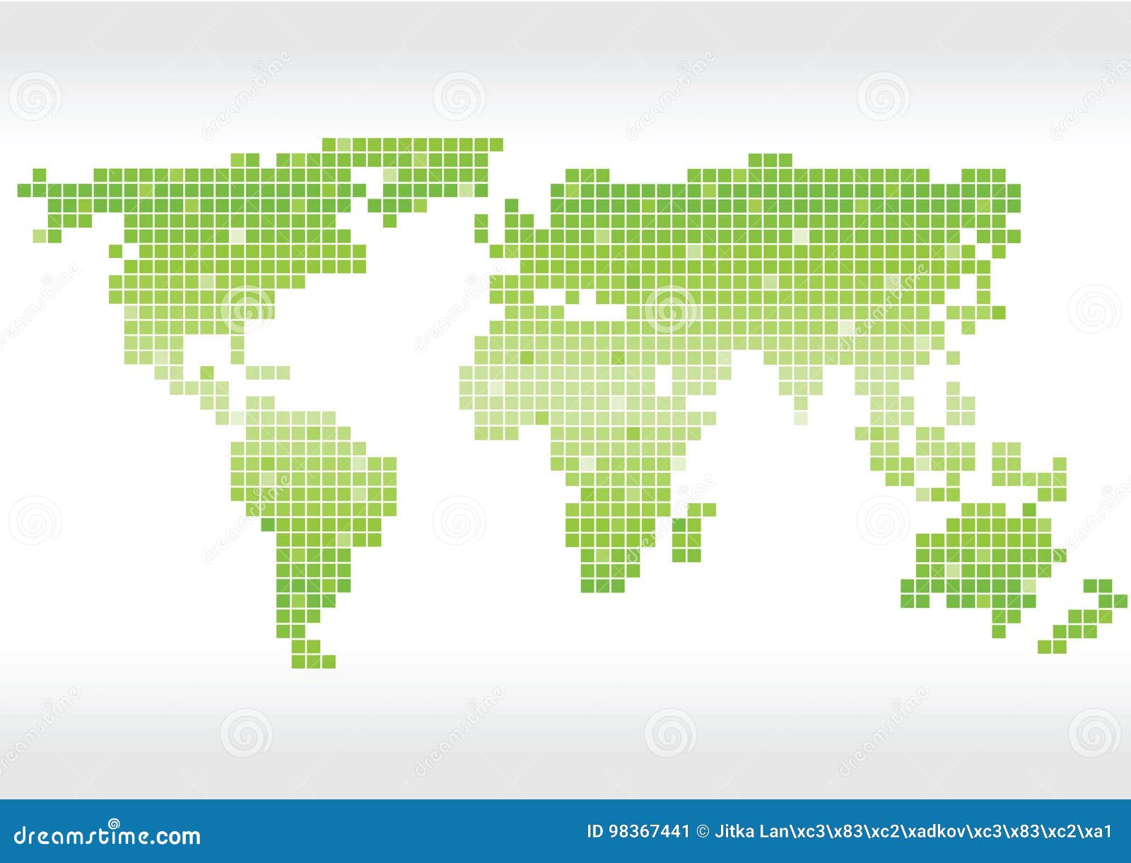Bright Green Vector Squares World Map Silhouette | CartoonDealer.com ...