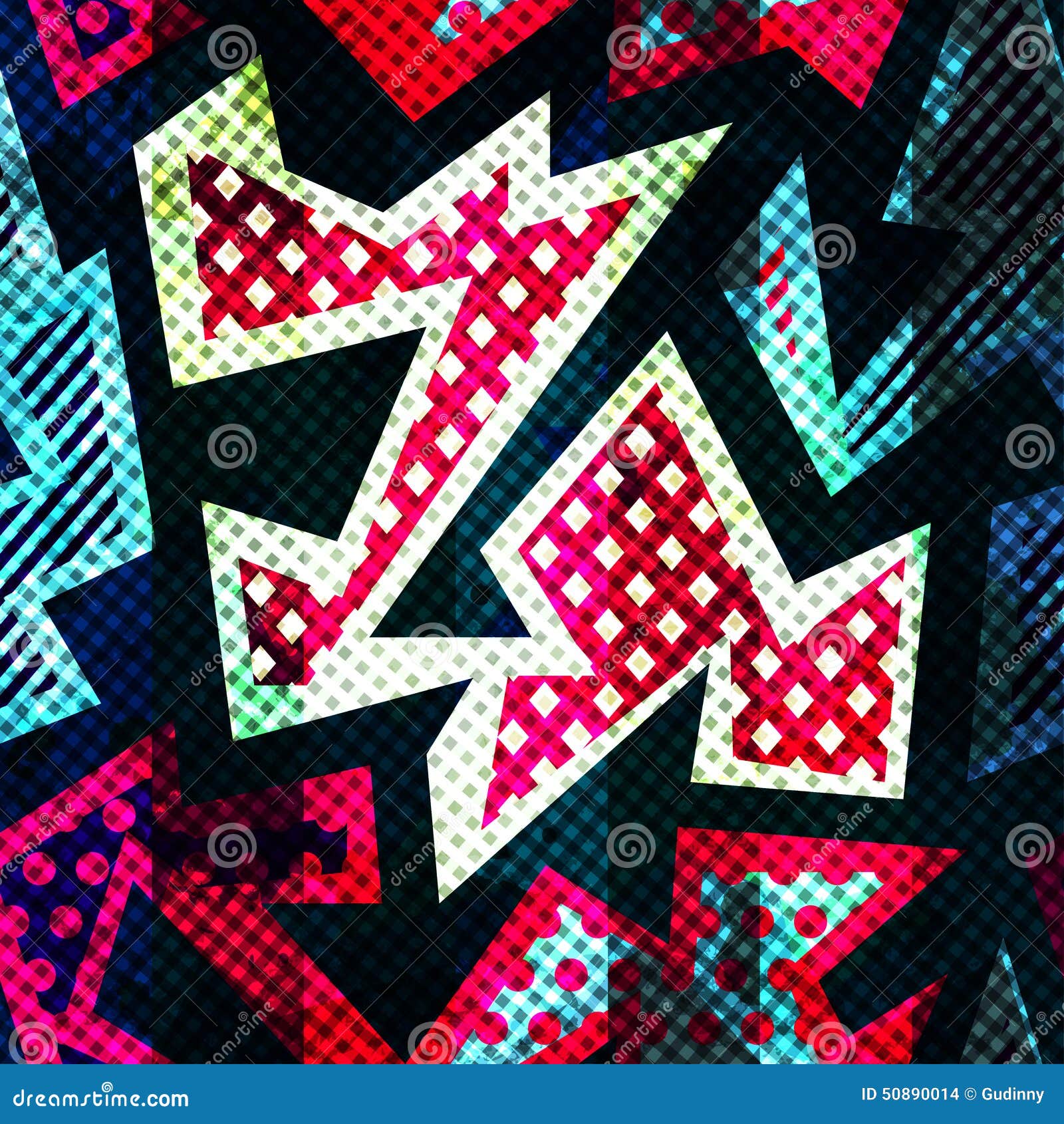 Bright Grunge Geometric Seamless Pattern Stock Vector - Illustration of ...