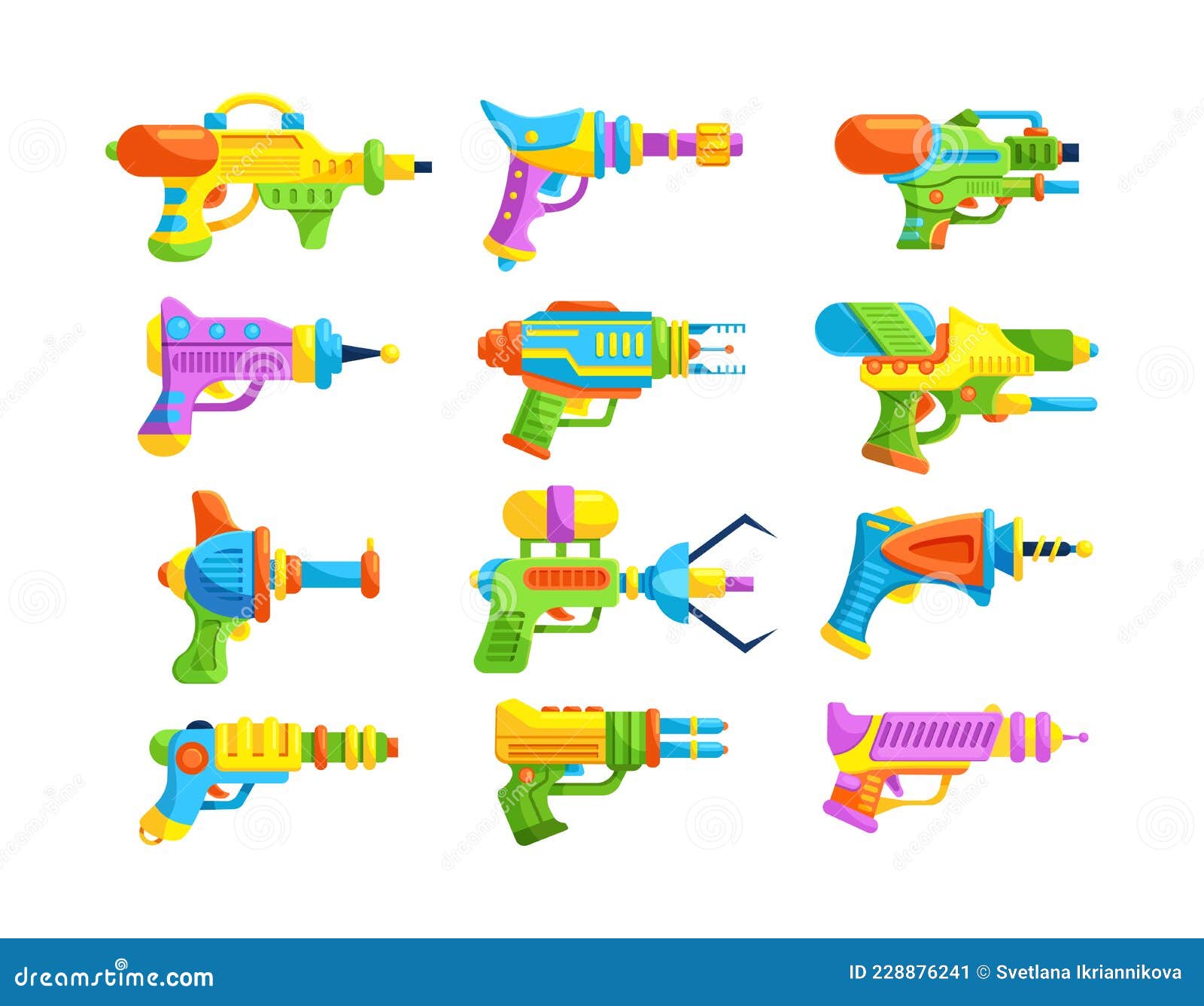 Bright Gun Children Toy Set. Blaster, Handgun, Raygun and Laser Weapon ... Bright Gun Children Toy Set. Blaster, Handgun, Raygun and Laser Weapon ...