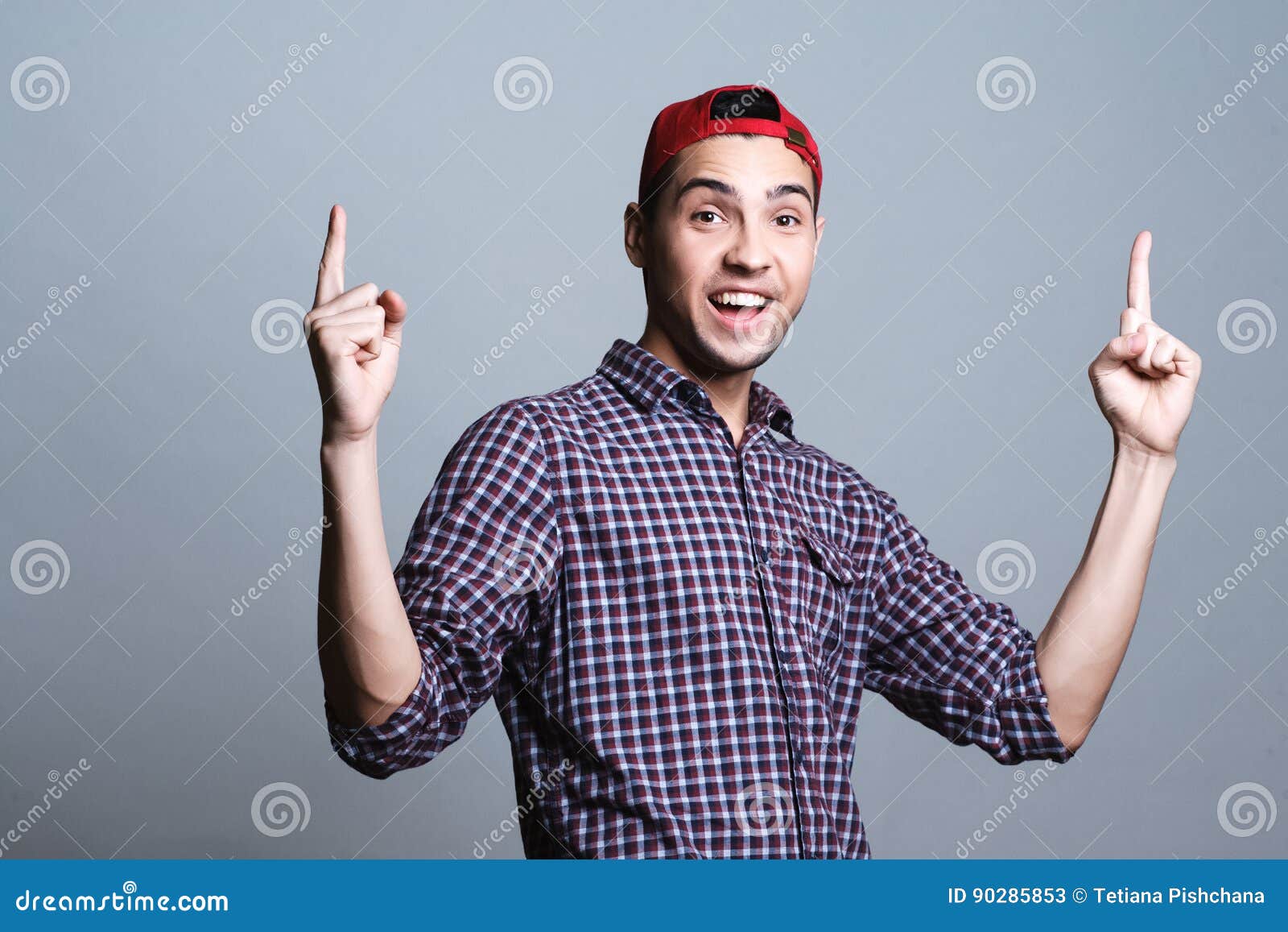 Bright Guy in the Studio, Student, Emotion, Hand Signs Stock Image ...
