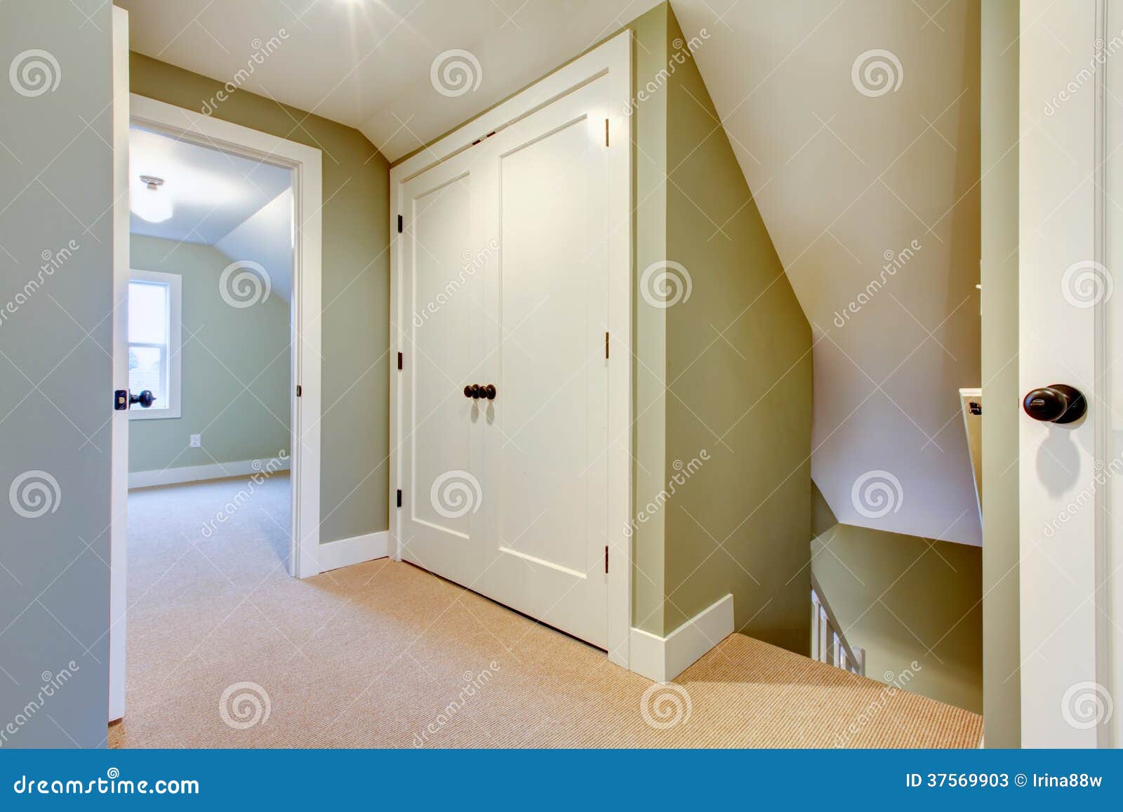 Bright Hallway with Built-in Small Storage Room Stock Image - Image of ...