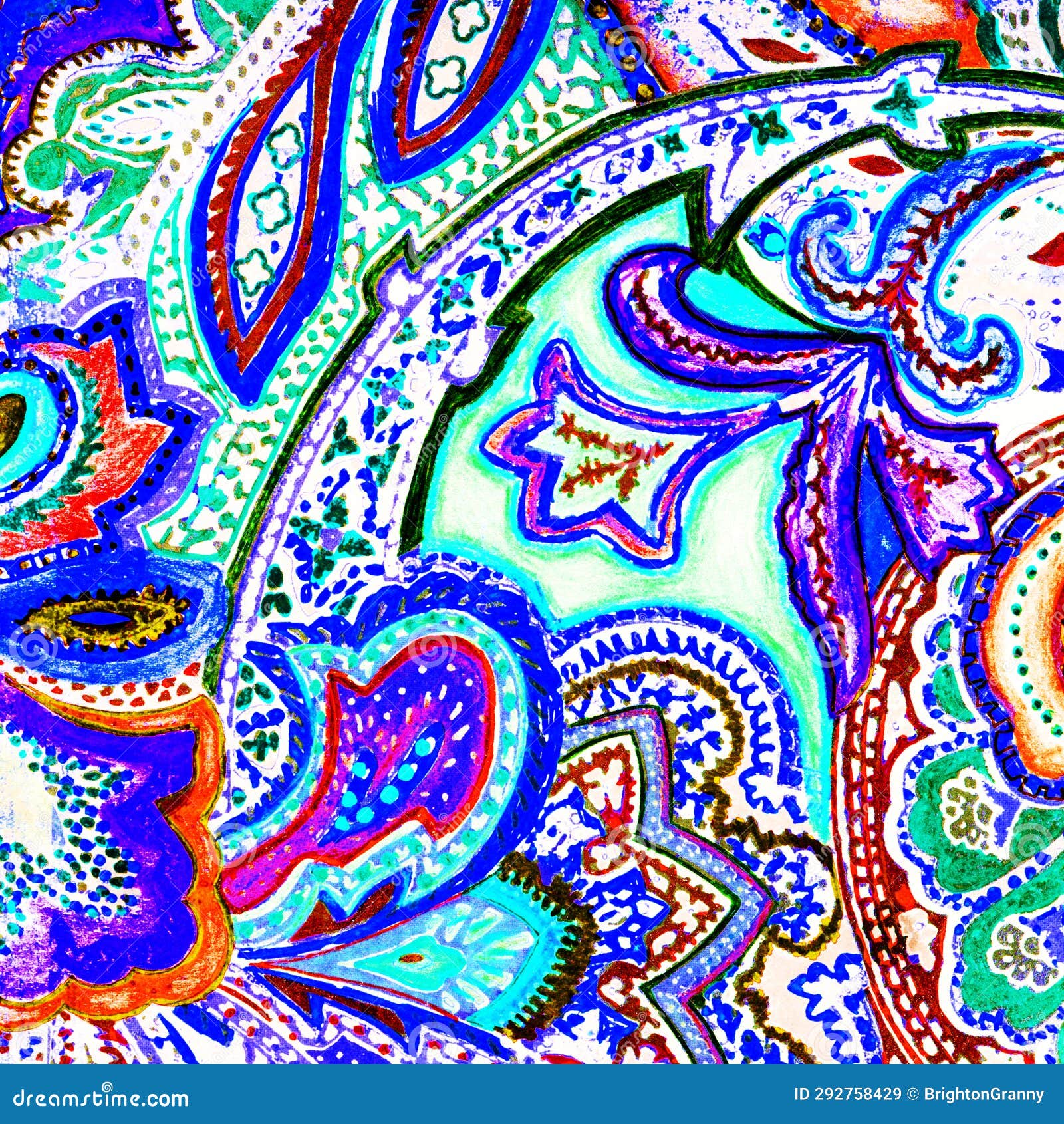 An Elaborate Colourful Abstract Pattern. Stock Illustration - Illustration of retro, colorful ...