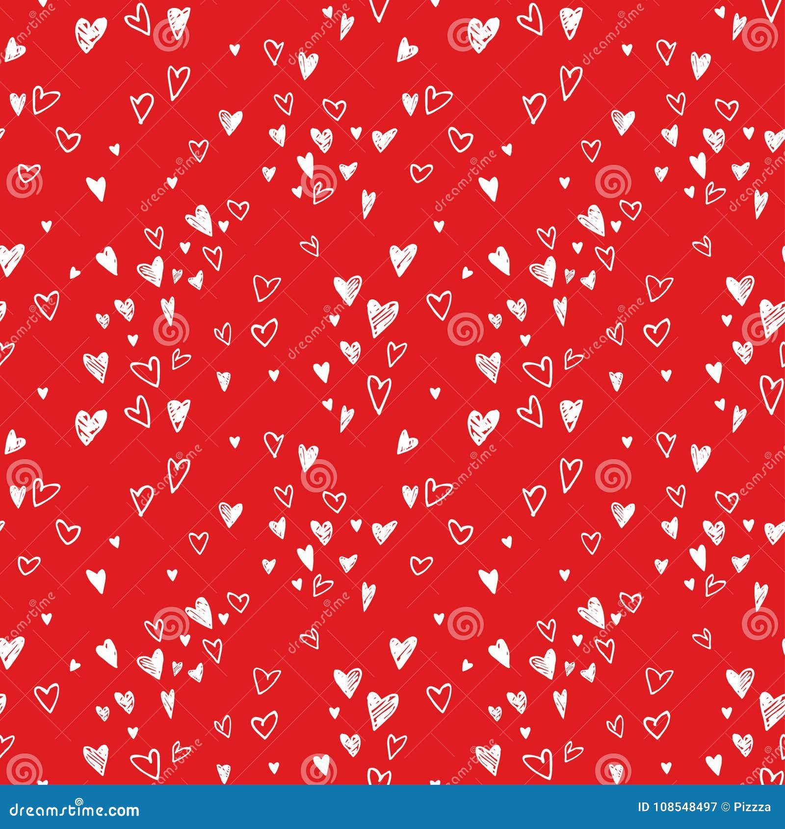 Bright Hand-drawn Hearts Seamless Pattern Stock Illustration ...