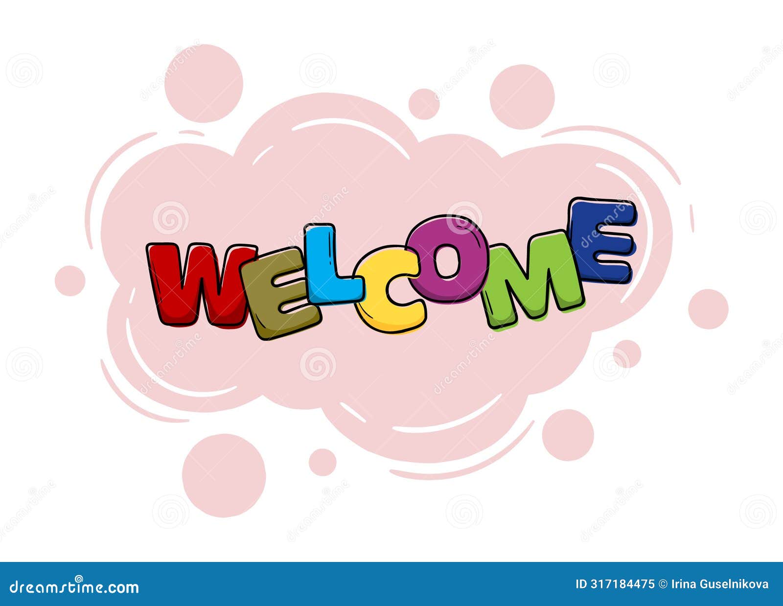 Bright Hand Drawn Phrase Welcome with Colorful Letters. Vector Editable ...