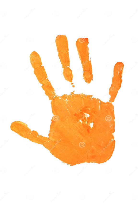 Bright Handprint of Paint on a White Background Stock Photo - Image of ...