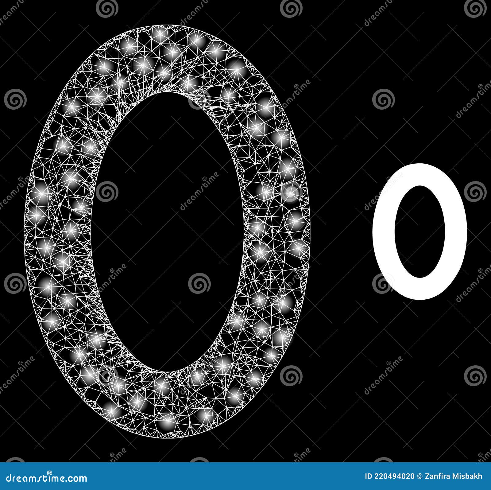 Bright Hatched Digit Zero with Bright Lightspots Stock Vector ...