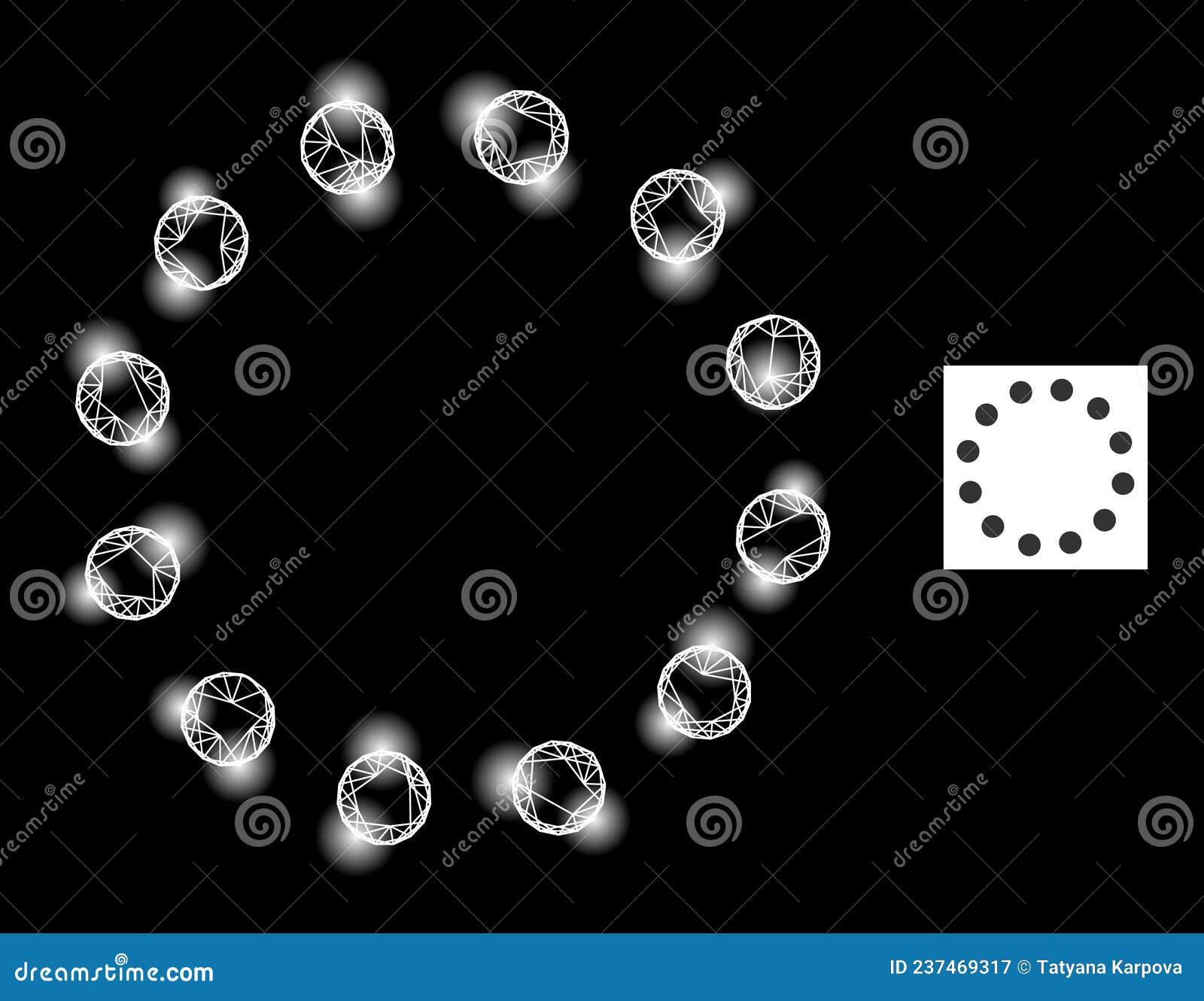 Bright Hatched Dotted Circle Perimeter Mesh Icon with Light Spots Stock ...