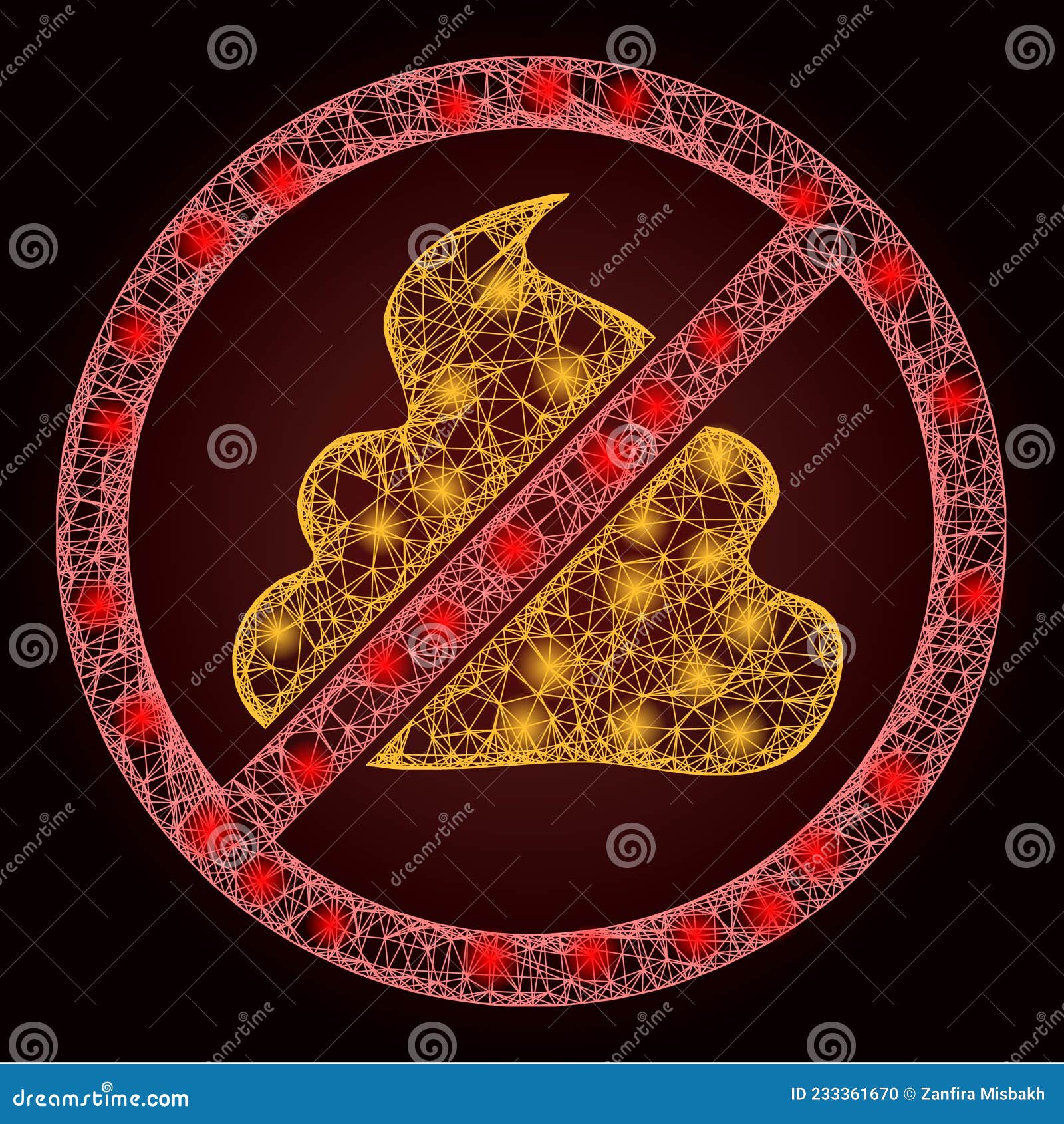 Bright Hatched Mesh Forbidden Shit with Lightspots Stock Vector ...
