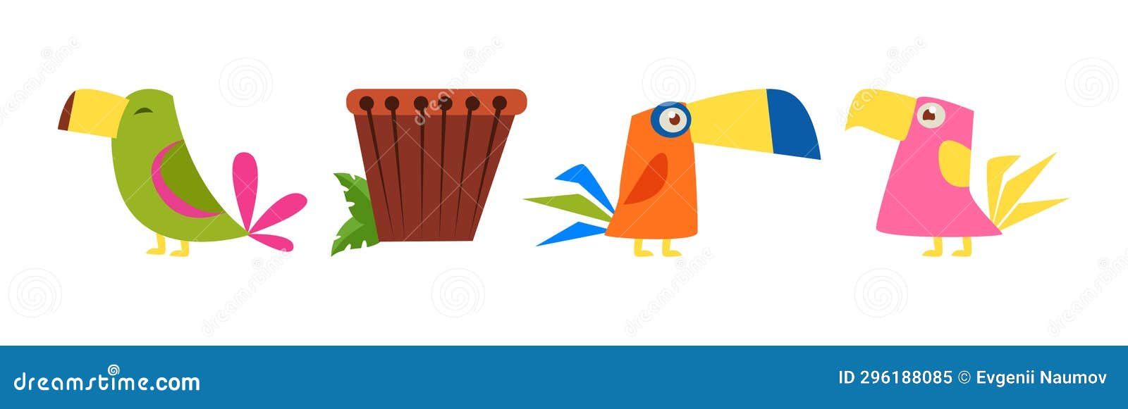 Bright Hawaiian Tropical Objects and Symbols Vector Set Stock ...