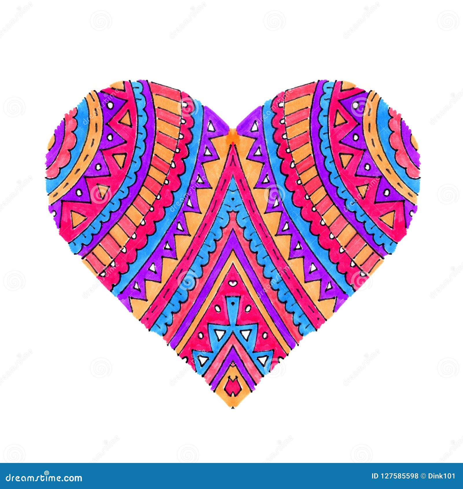 Bright Heart with Abstract Pattern Stock Illustration - Illustration of ...