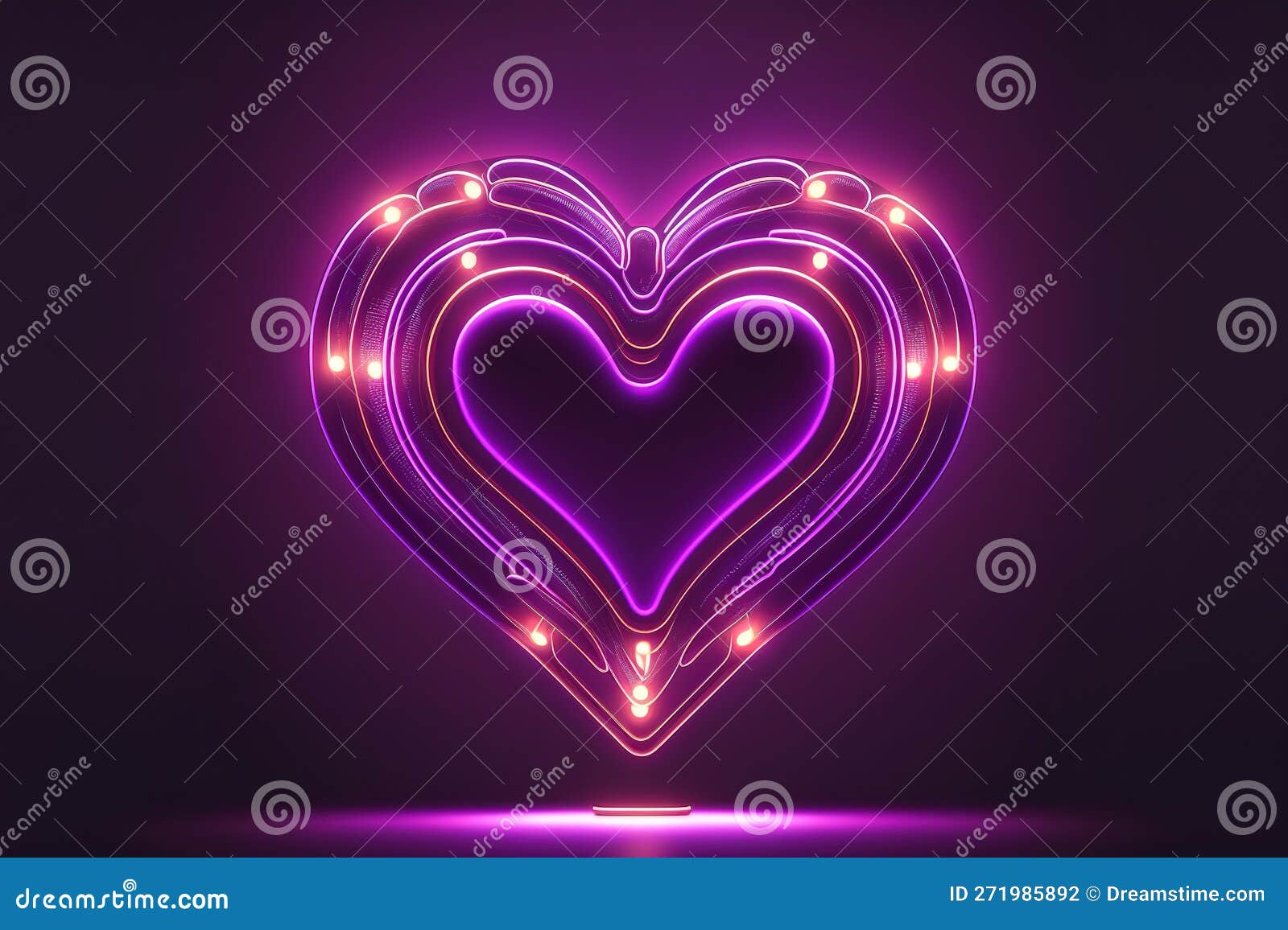 Bright Heart Neon Sign Retro Neon Heart Sign. Generative AI Stock ...