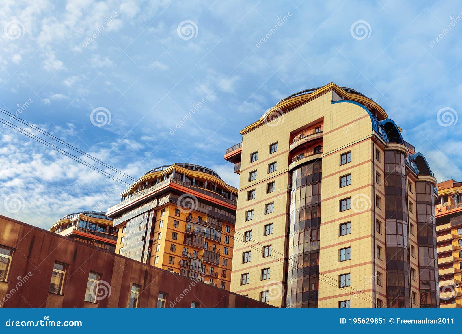 Bright High-rise Buildings Against the Blue Sky Stock Image - Image of ...