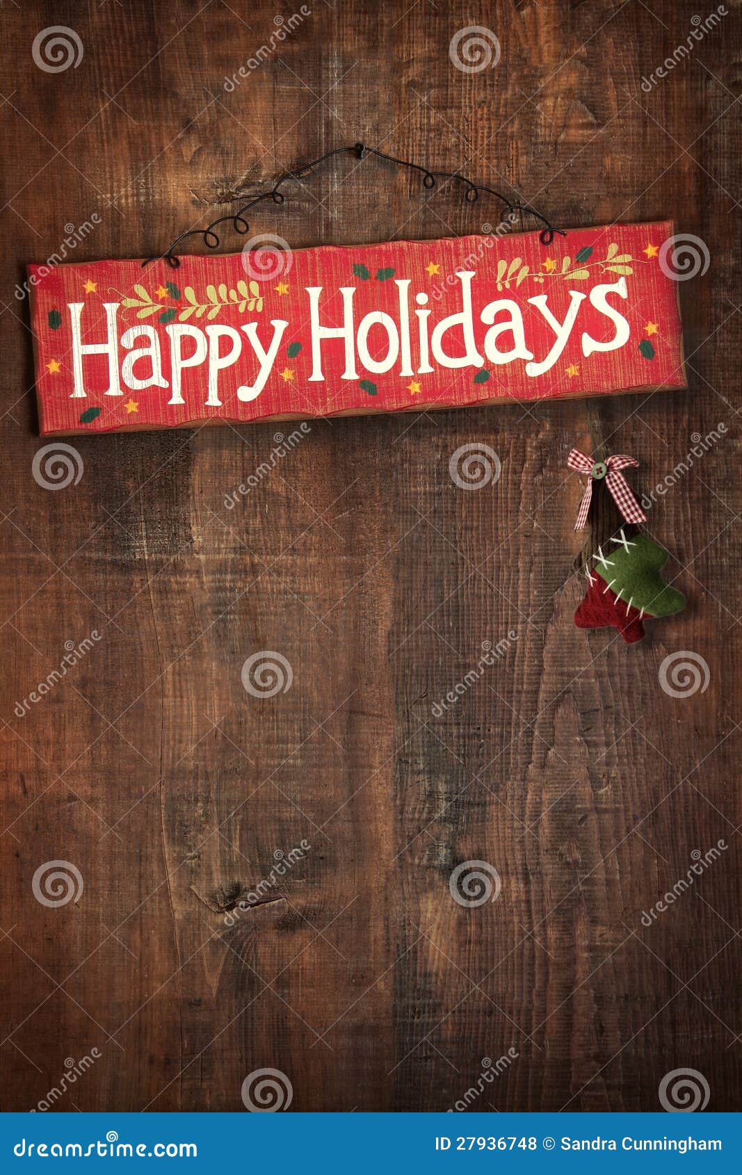 Bright Holiday Sign on Wooden Wall Stock Photo - Image of background ...