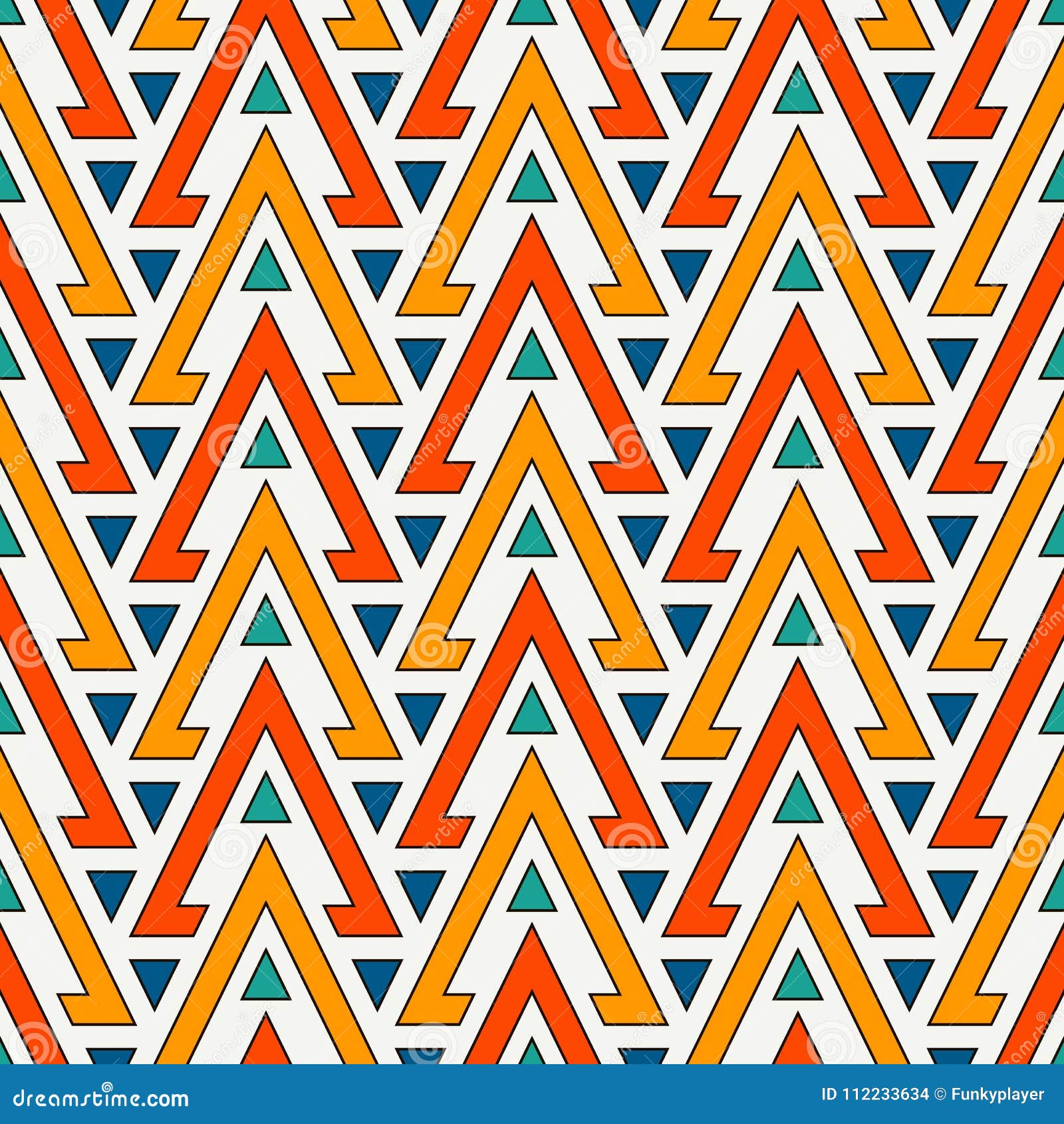 Bright Hollow and Solid Triangles on White Background. Repeated Figures ...