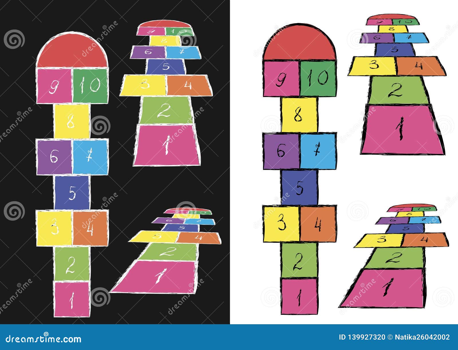 Bright Hopscotch Template. Vector Illustration. Hopscotch On The ...