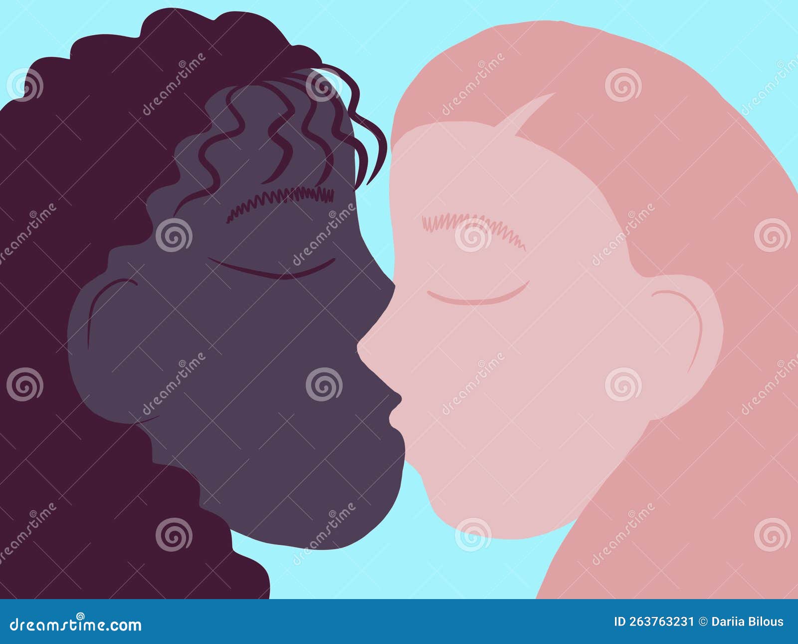 Two Lesbian Girls Hand To Hand Silhouette Illustration Isolated On