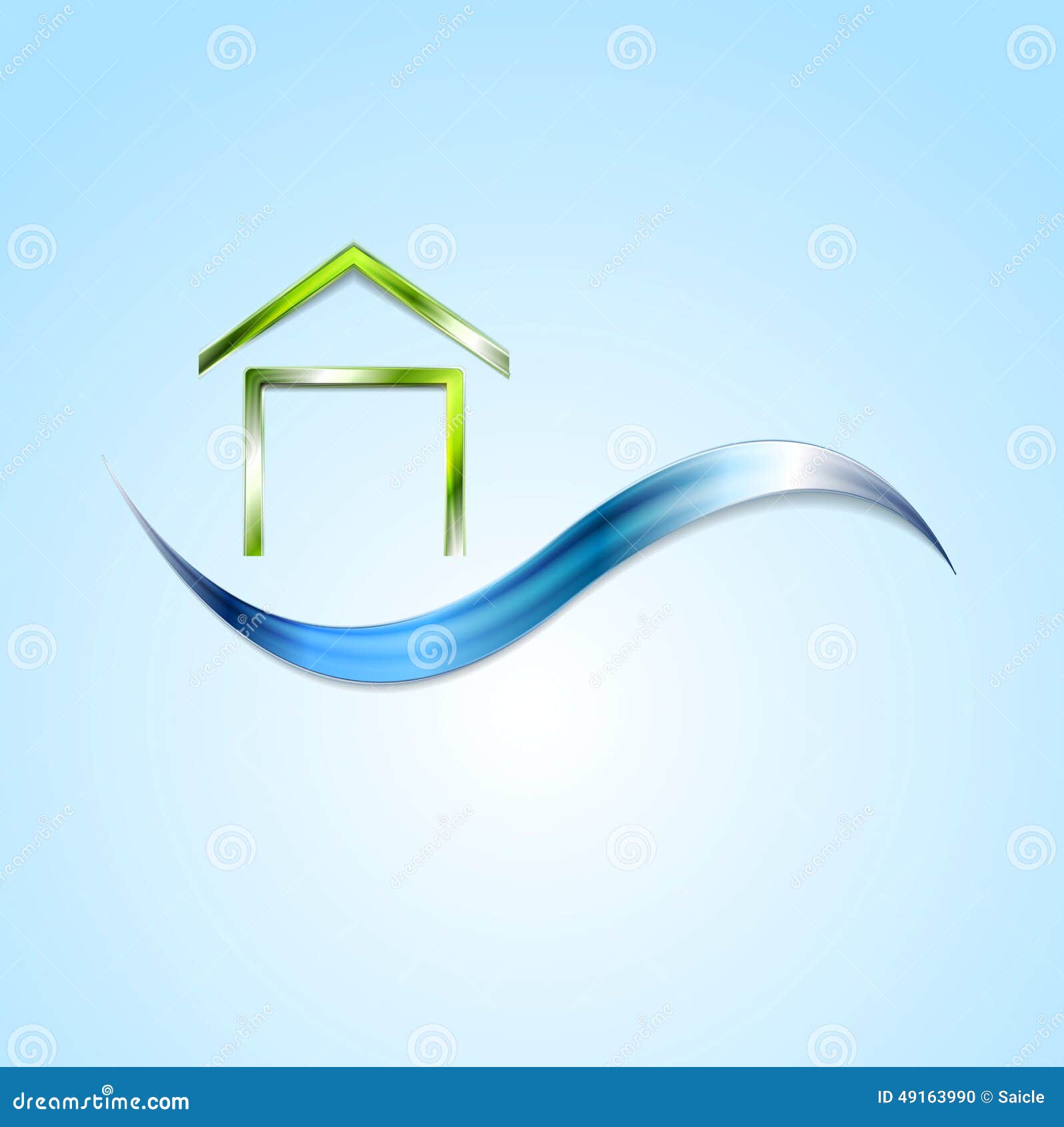 Bright House Logo and Wave Design Stock Illustration - Illustration of ...