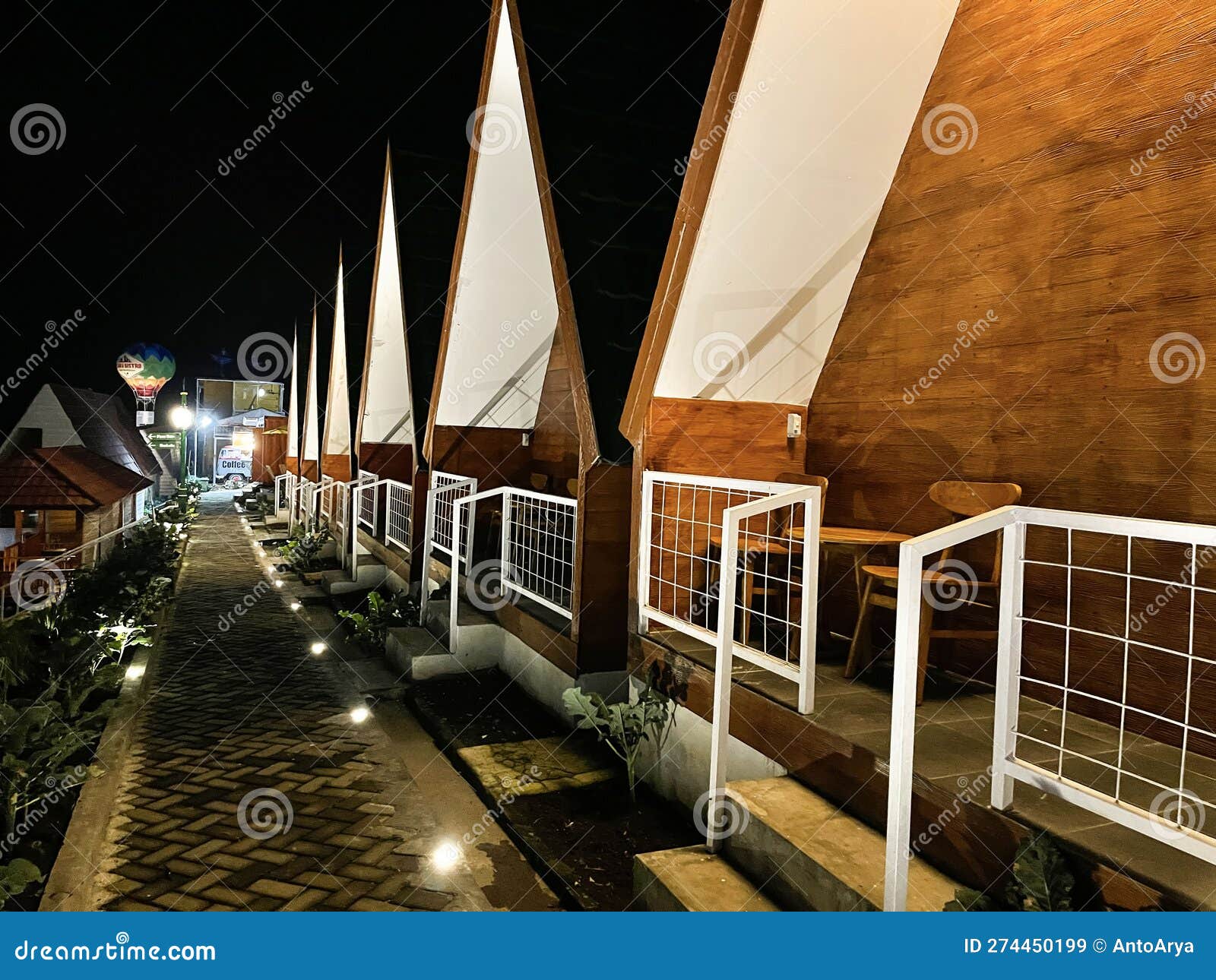 Bright Houses during the Midnight in the Middle of Farm in Java Stock ...