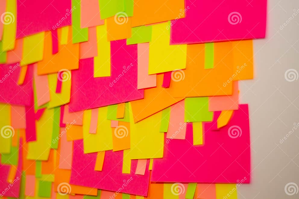 Bright Hue Multi-colored Stickers on the Office White Board ...