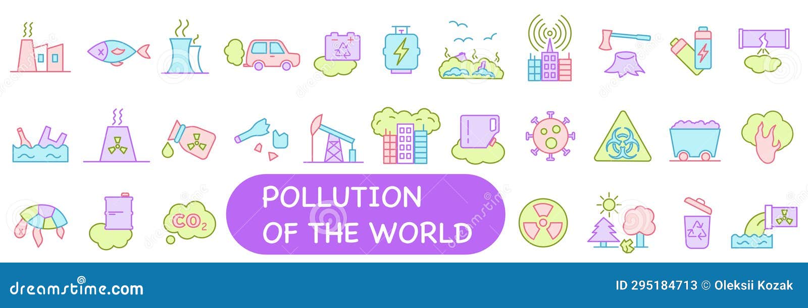 Bright Icons of Environmental Pollution. Environmental Pollution Stock ...