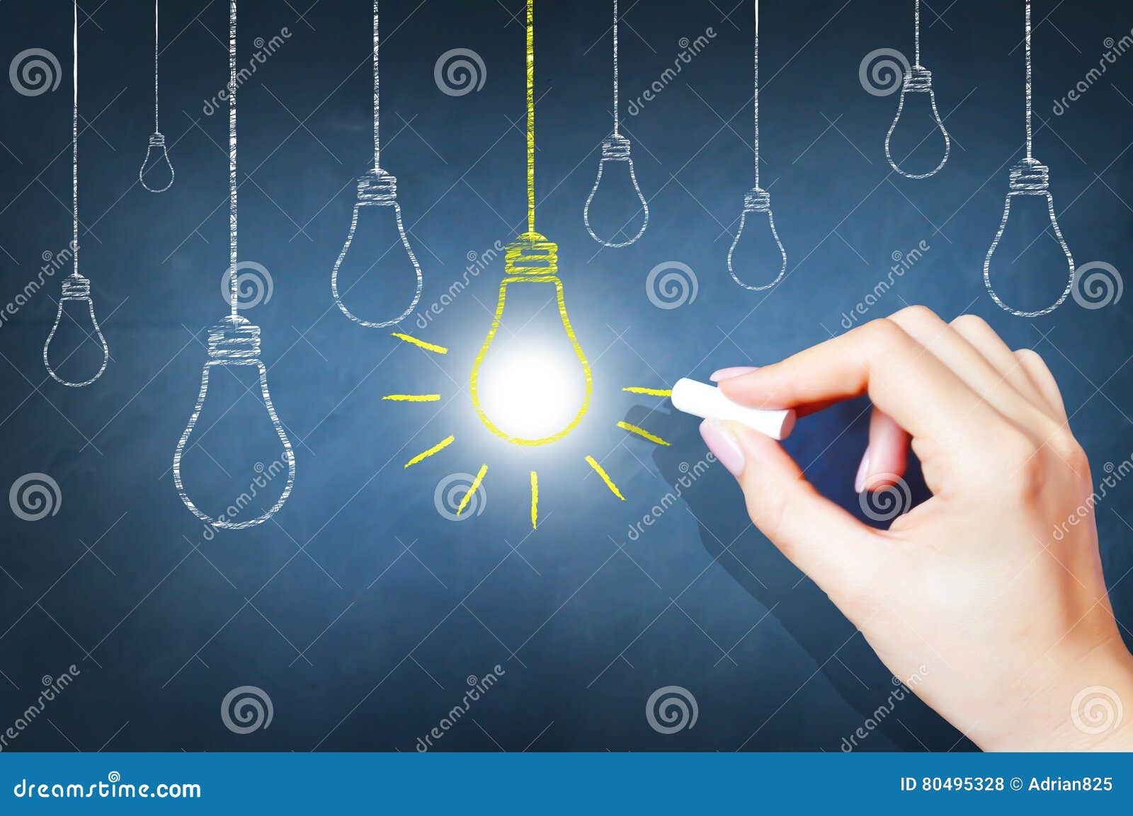 Bright Idea on Blackboard Concept Stock Photo - Image of innovation ...