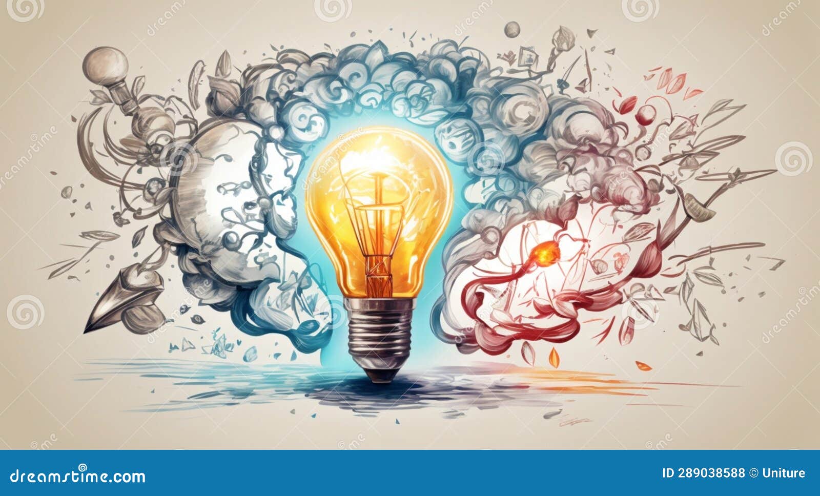 Bright Idea and Creative Thinking Stock Illustration - Illustration of ...