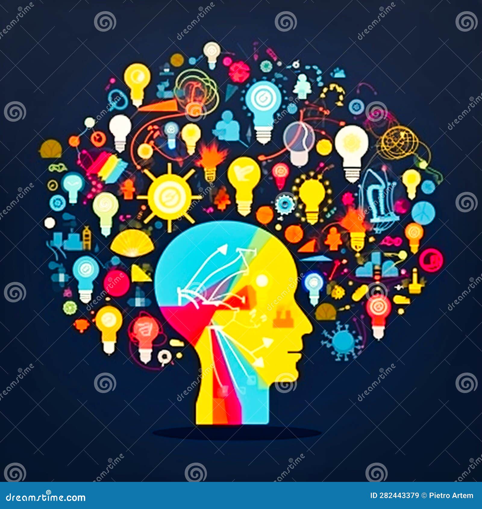 Bright Idea and Creative Thinking Visualization Bulb Lamp, Generative ...