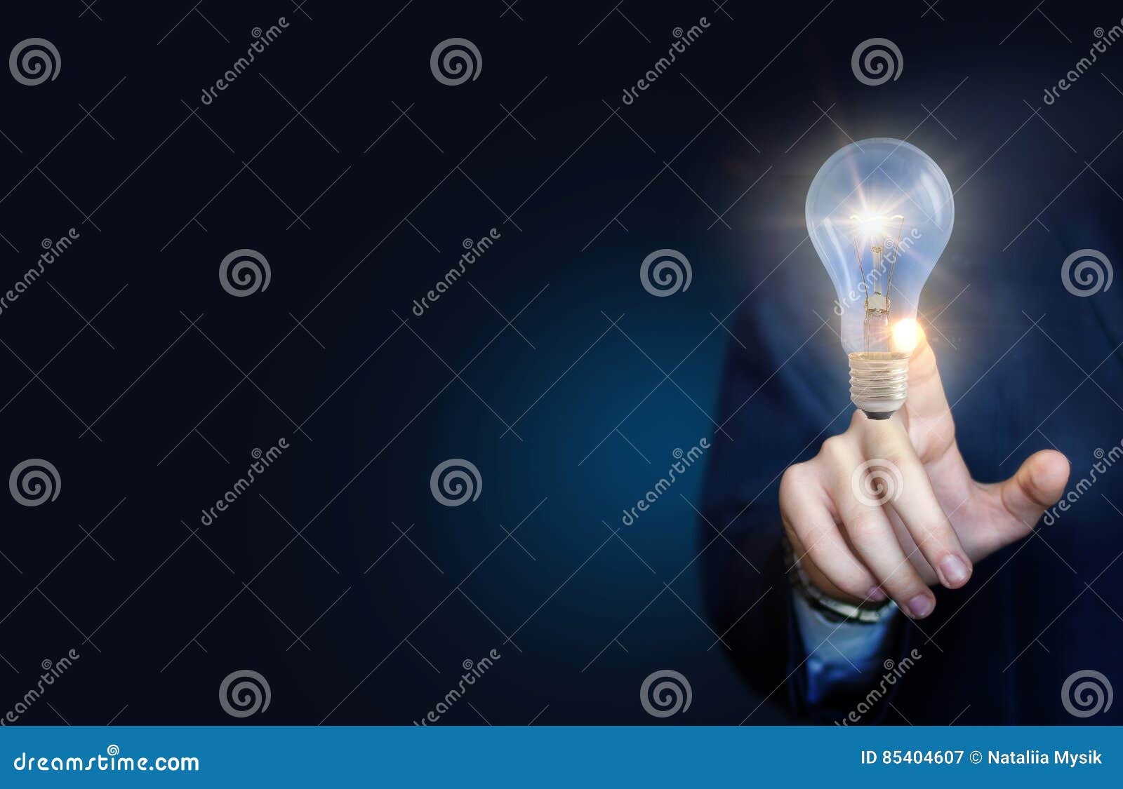 Bright idea. stock image. Image of hand, glowing, banner - 85404607