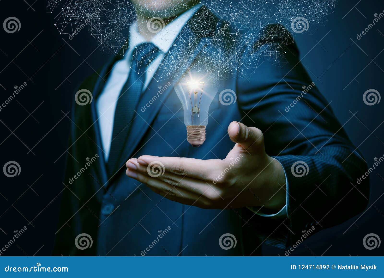 Bright Idea in Hand Businessman . Stock Photo - Image of creative, idea ...