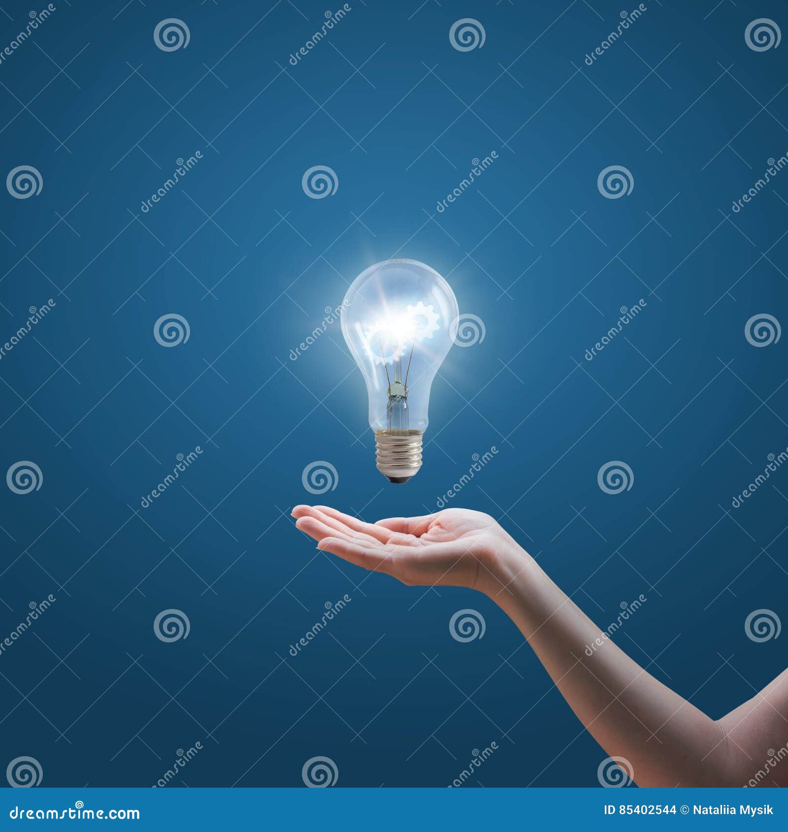 Bright idea in hand stock photo. Image of connection - 85402544