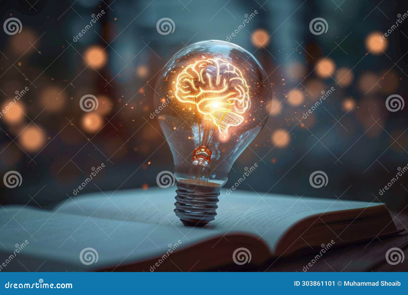 Bright Idea Light Bulb with Brain Inside, Representing Business ...